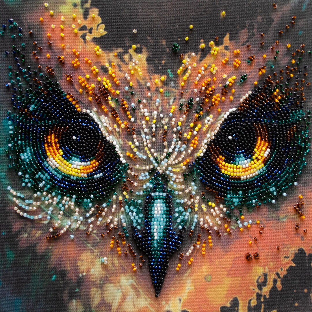 Bead Embroidery Kit Fearless Owl • Mystical Bird Embroidery Pattern ...