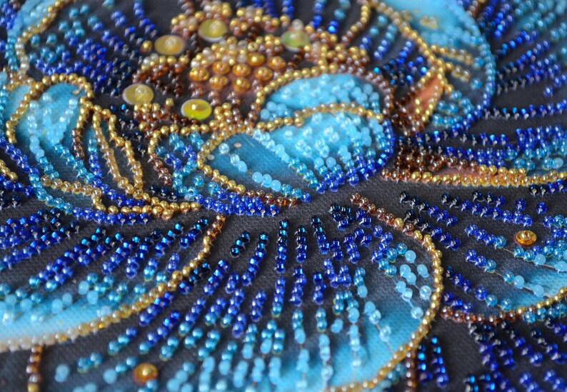 Flower Bead Embroidery Kit on Canvas, DIY Floral Pattern - Etsy