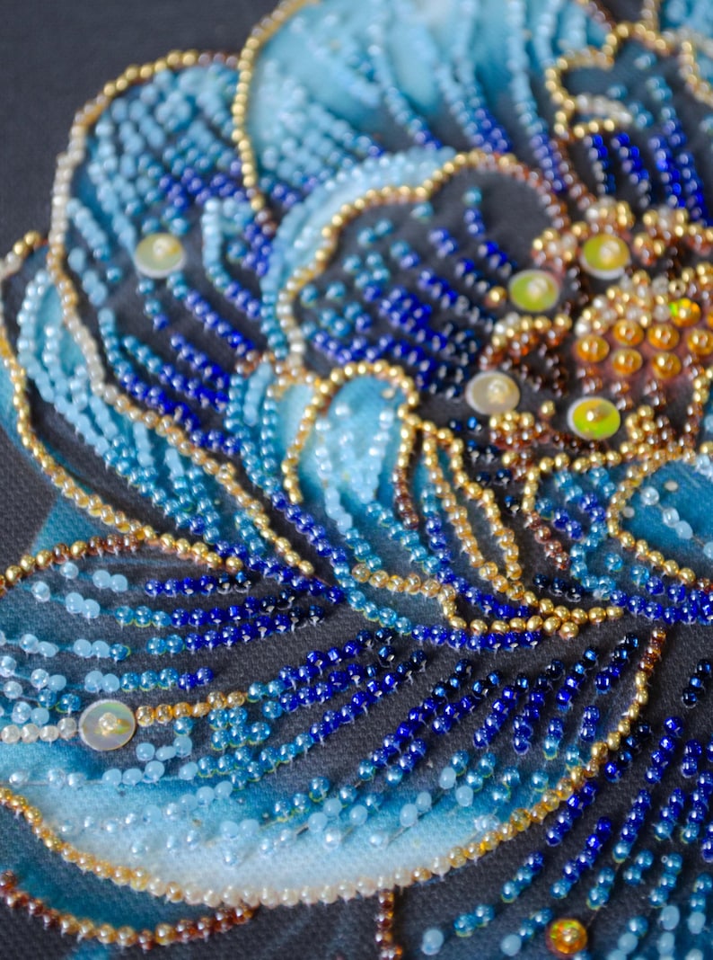 Flower Bead Embroidery Kit on Canvas, DIY Floral Pattern - Etsy