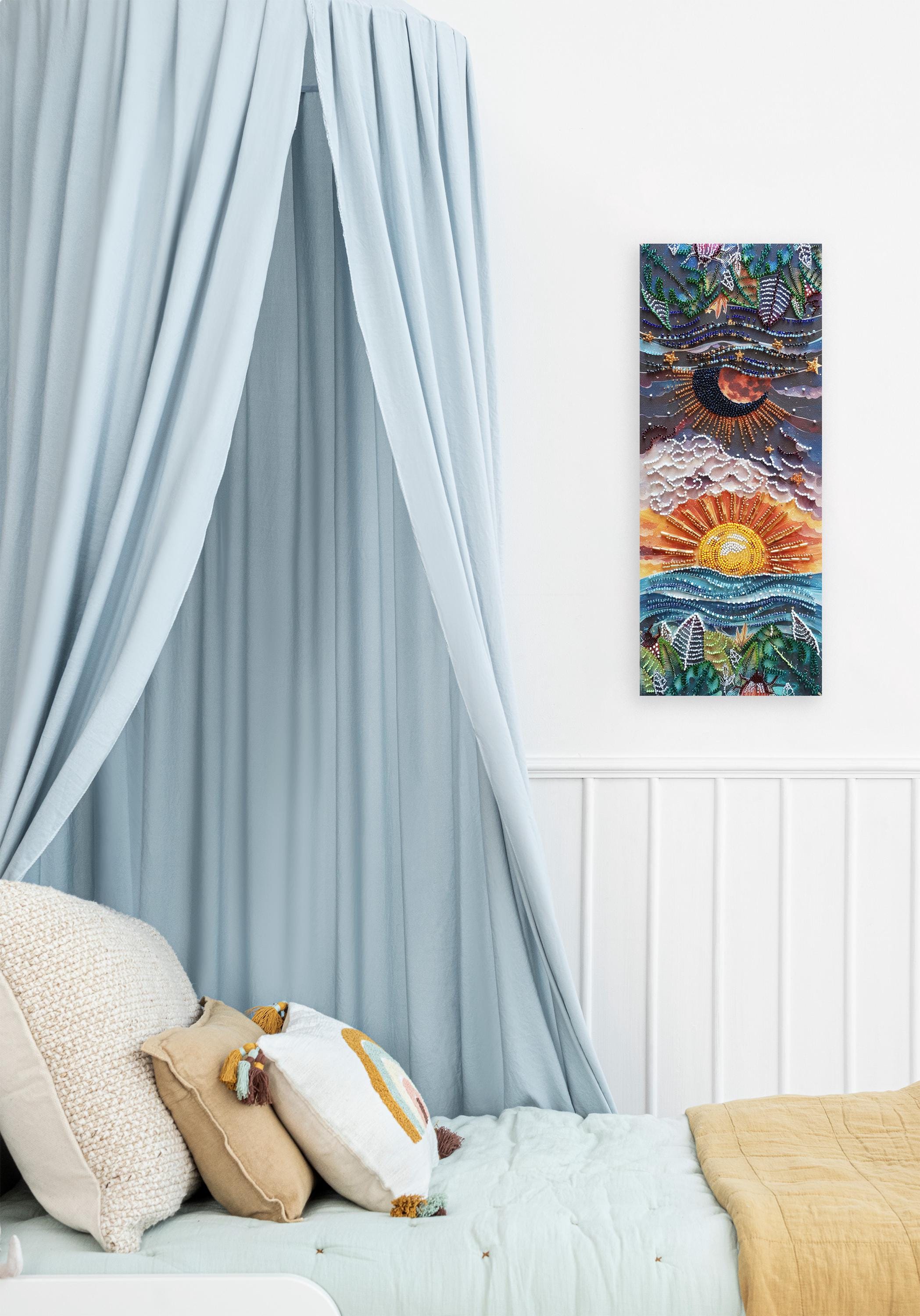 Bead Embroidery Kit on Natural Art Canvas Between Day and Night - Etsy