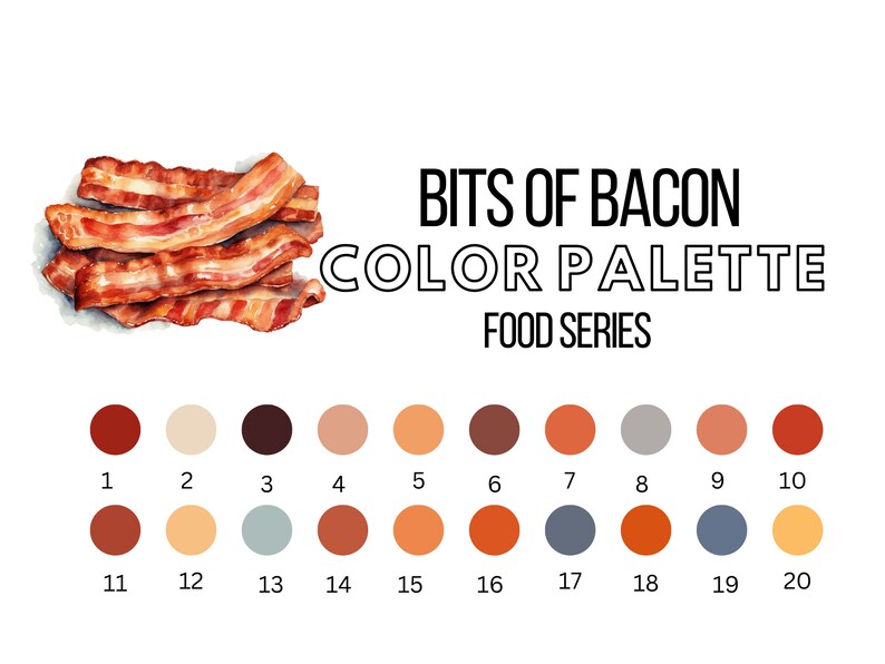 Brown Bacon Color Palette With 20 Colors procreate canva hex - Etsy