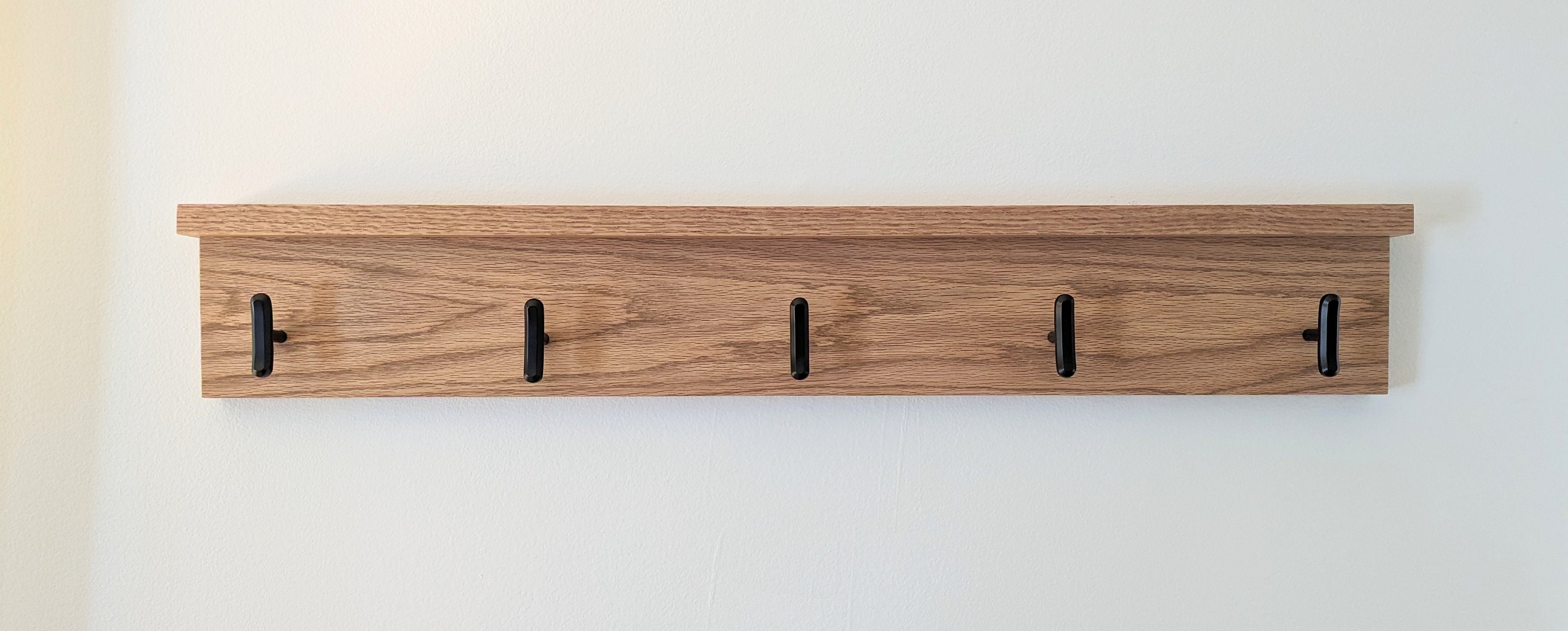 Handmade Solid Oak Wall Mounted Coat Rack. Coat Hanger. Weathered ...