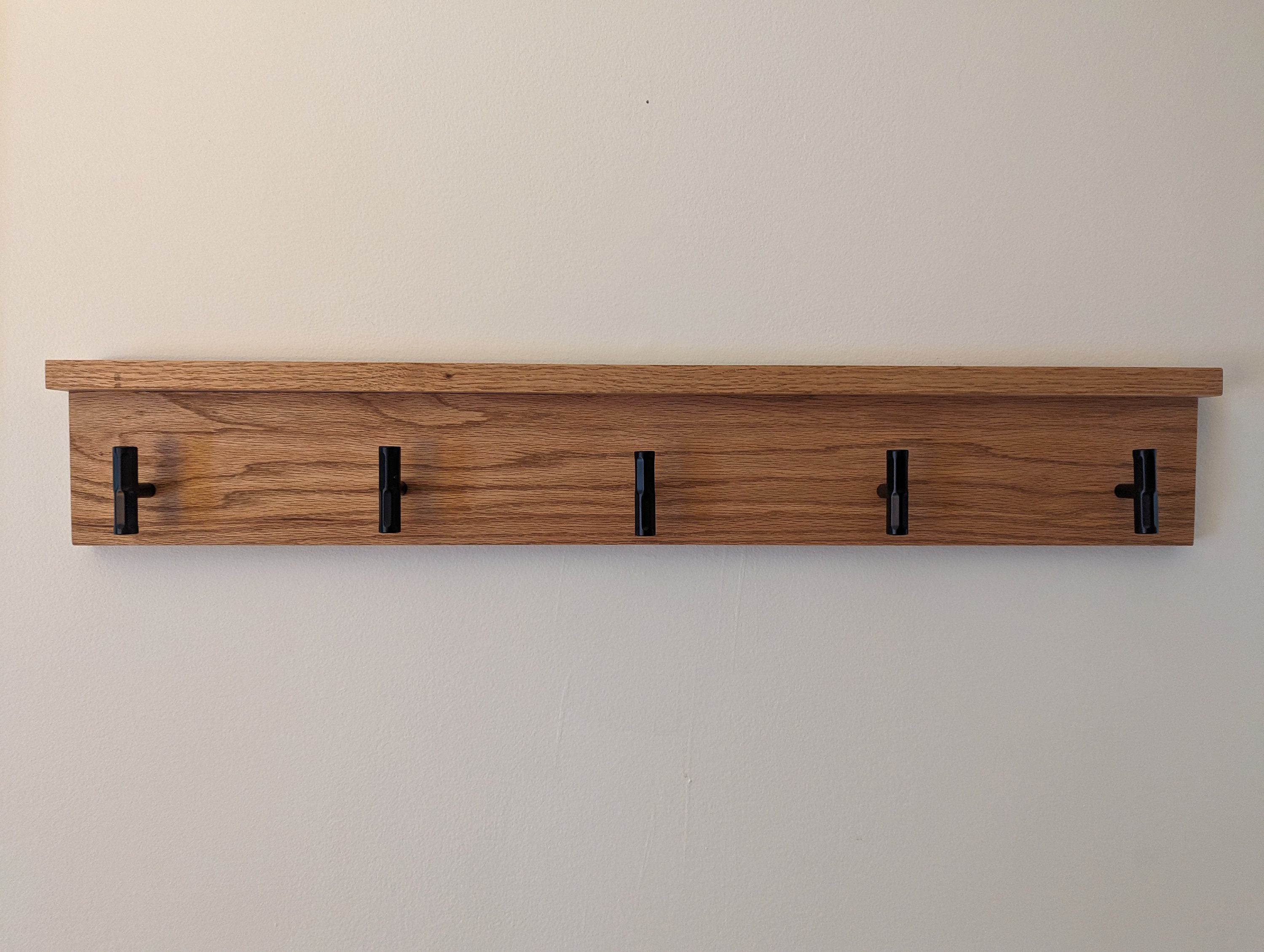 Handmade Solid Oak Wall Mounted Coat Rack. Coat Hanger. Weathered ...