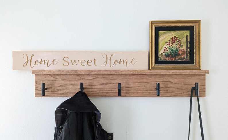 Handmade Solid Oak Wall Mounted Coat Rack. Coat Hanger. Weathered ...