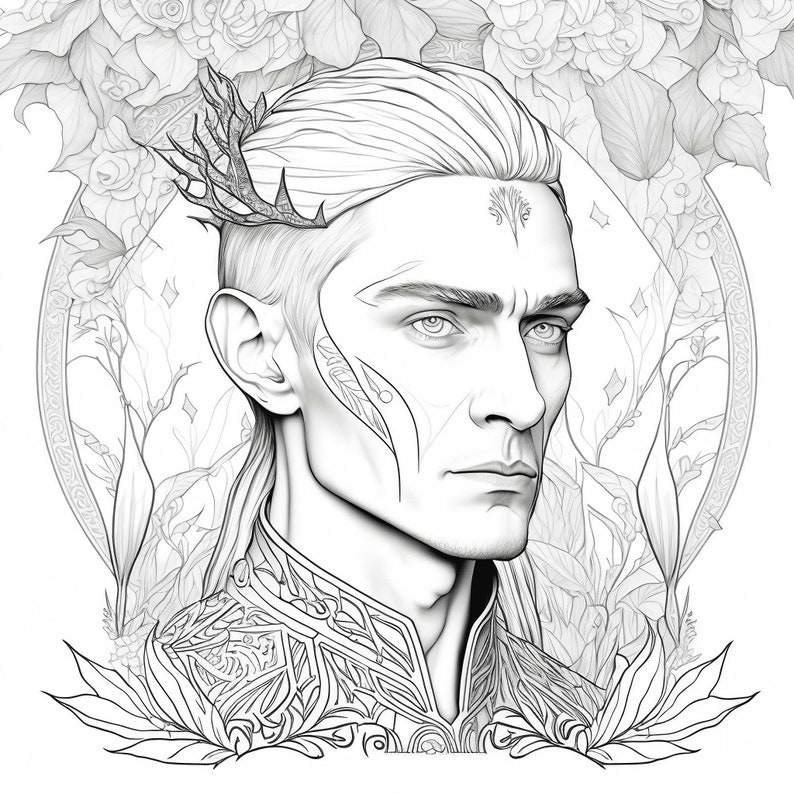 Fantasy Coloring Page Beautiful Woman Coloring Page Adult - Etsy