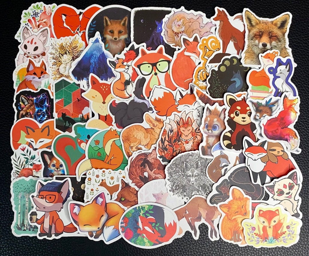 Cute Fox Sticker Pack 5-pack Stickers - Etsy