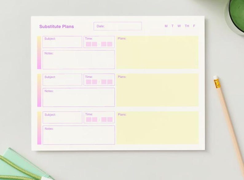 Printable Substitute Teacher Planner - Etsy