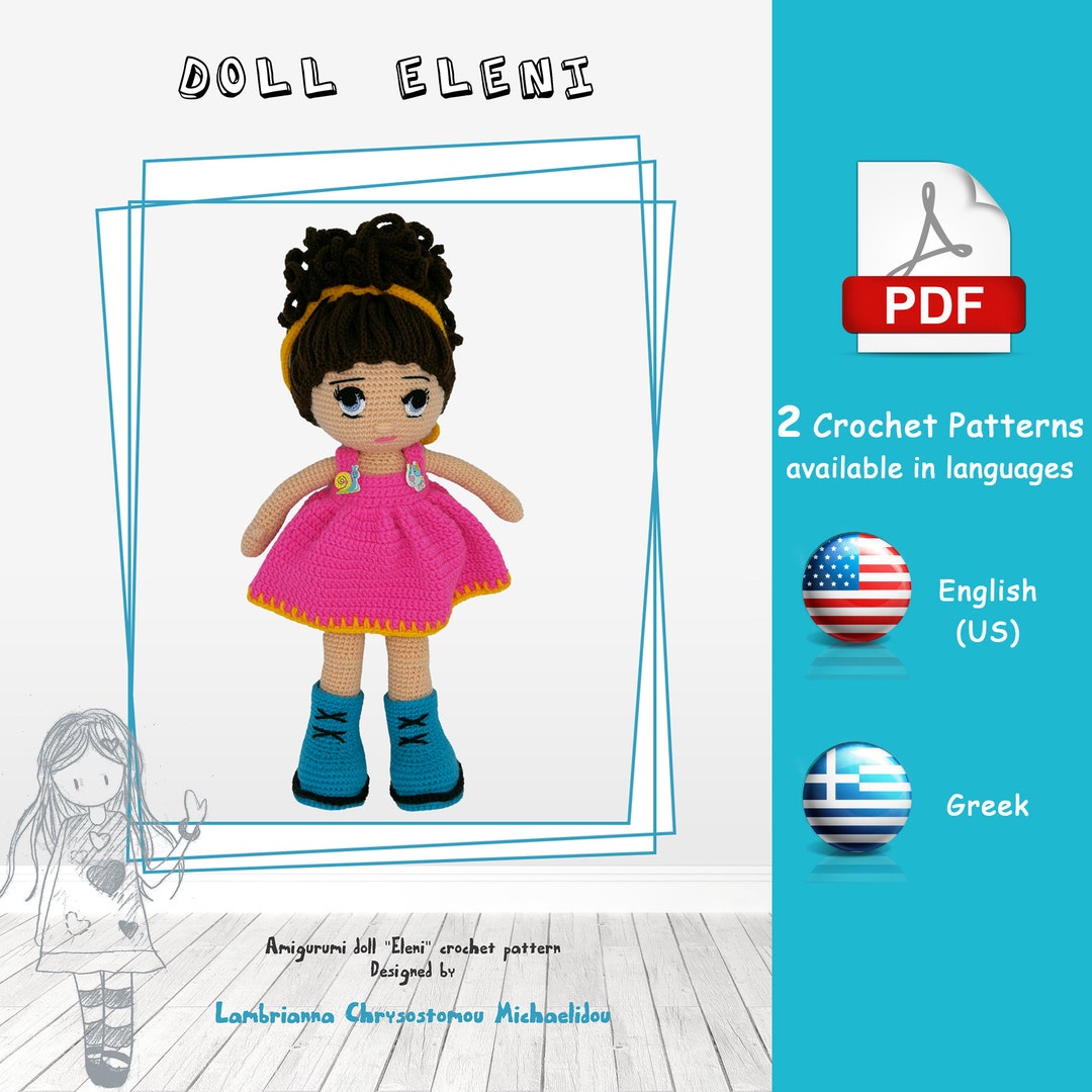 Crochet Doll Pattern, Amigurumi Doll Pattern, Cute Doll Toy Eleni ...