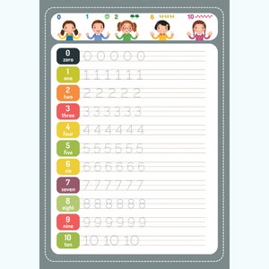 1-10 Number Tracing, Preschool Worksheet Printable, Handwriting ...