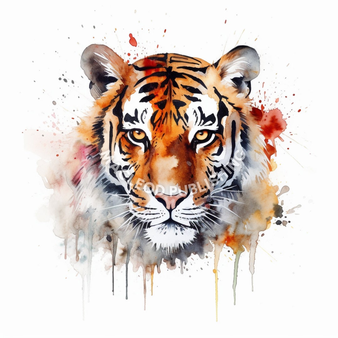 Tiger in Watercolour on White Background. Great for Wall Art - Etsy