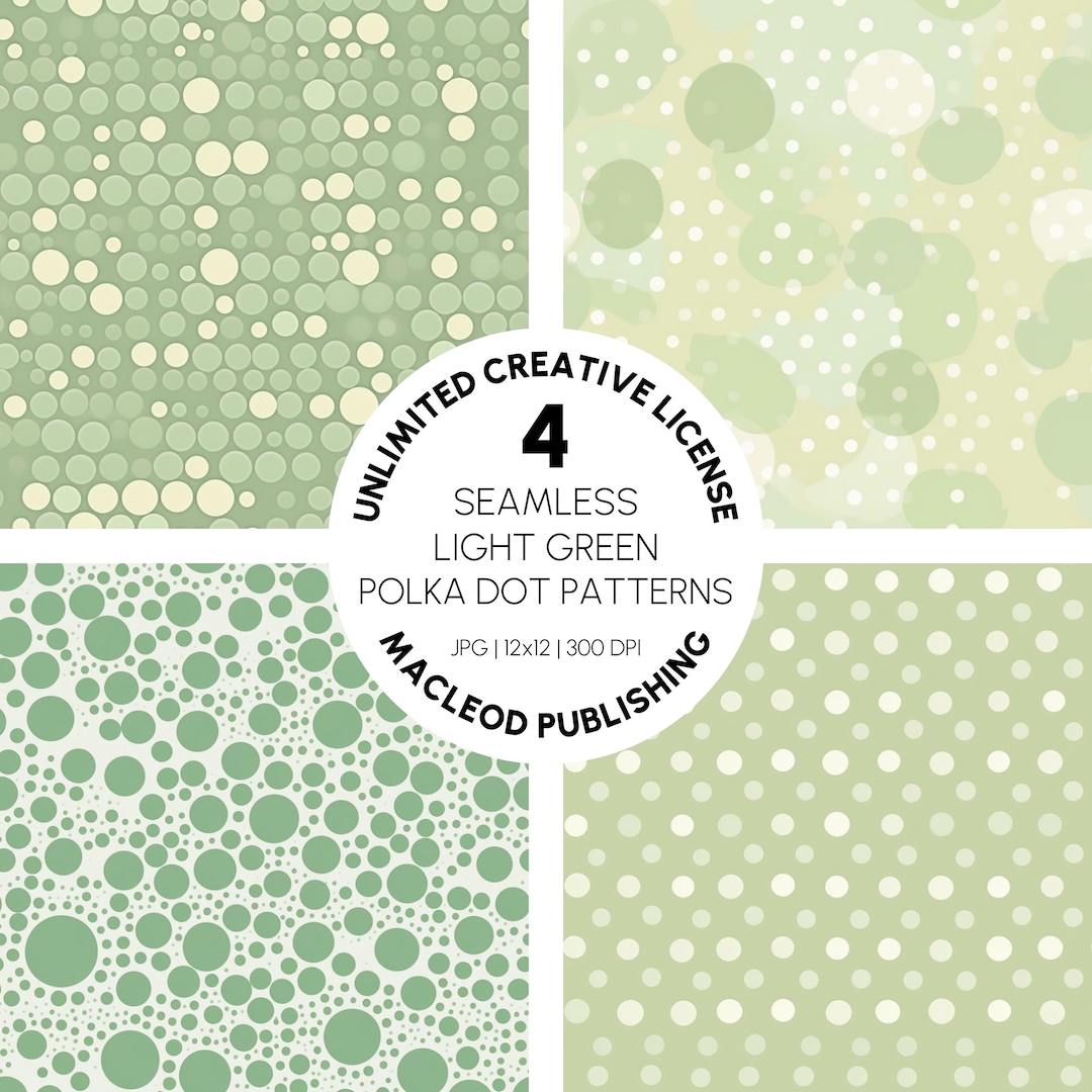 Seamless Light Green Polka Dot Patterns for Personal and - Etsy