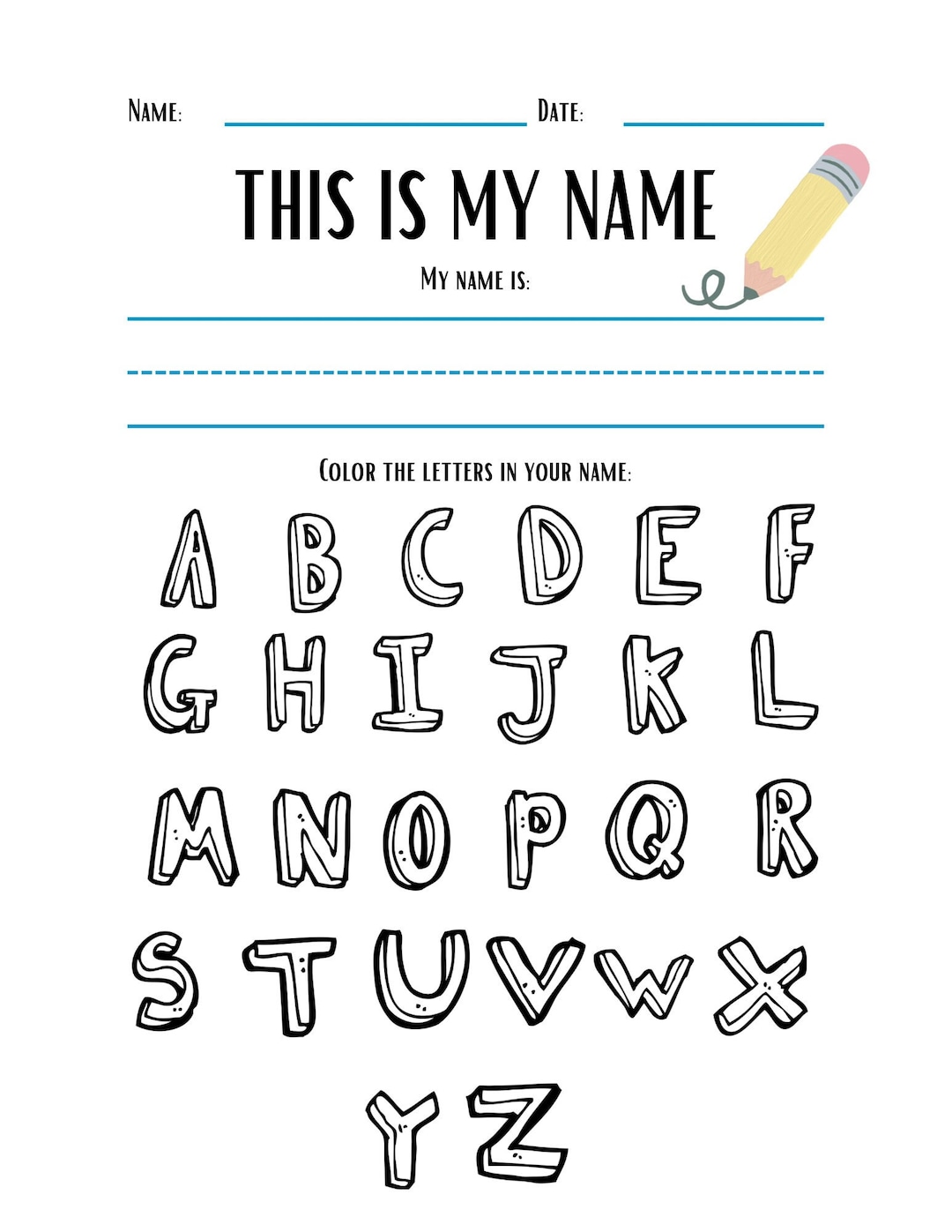 Write Your Name Worksheet - Etsy