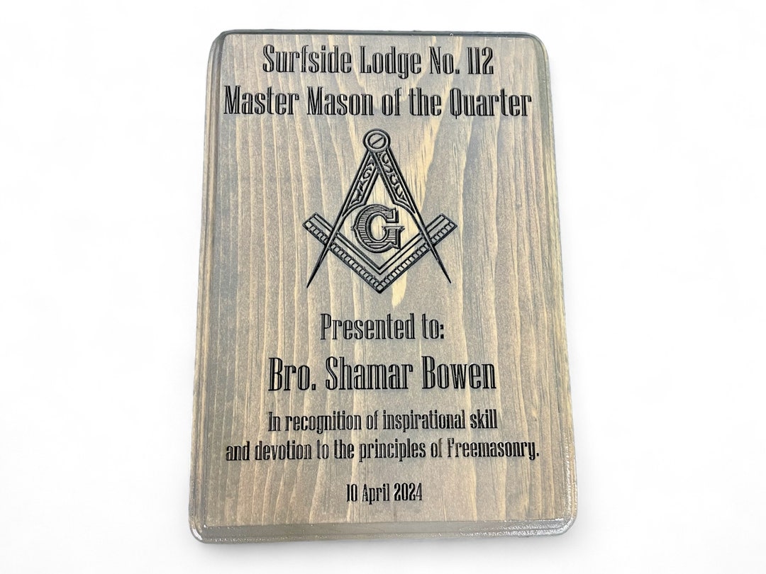 Custom Masonic Award Plaque - Etsy