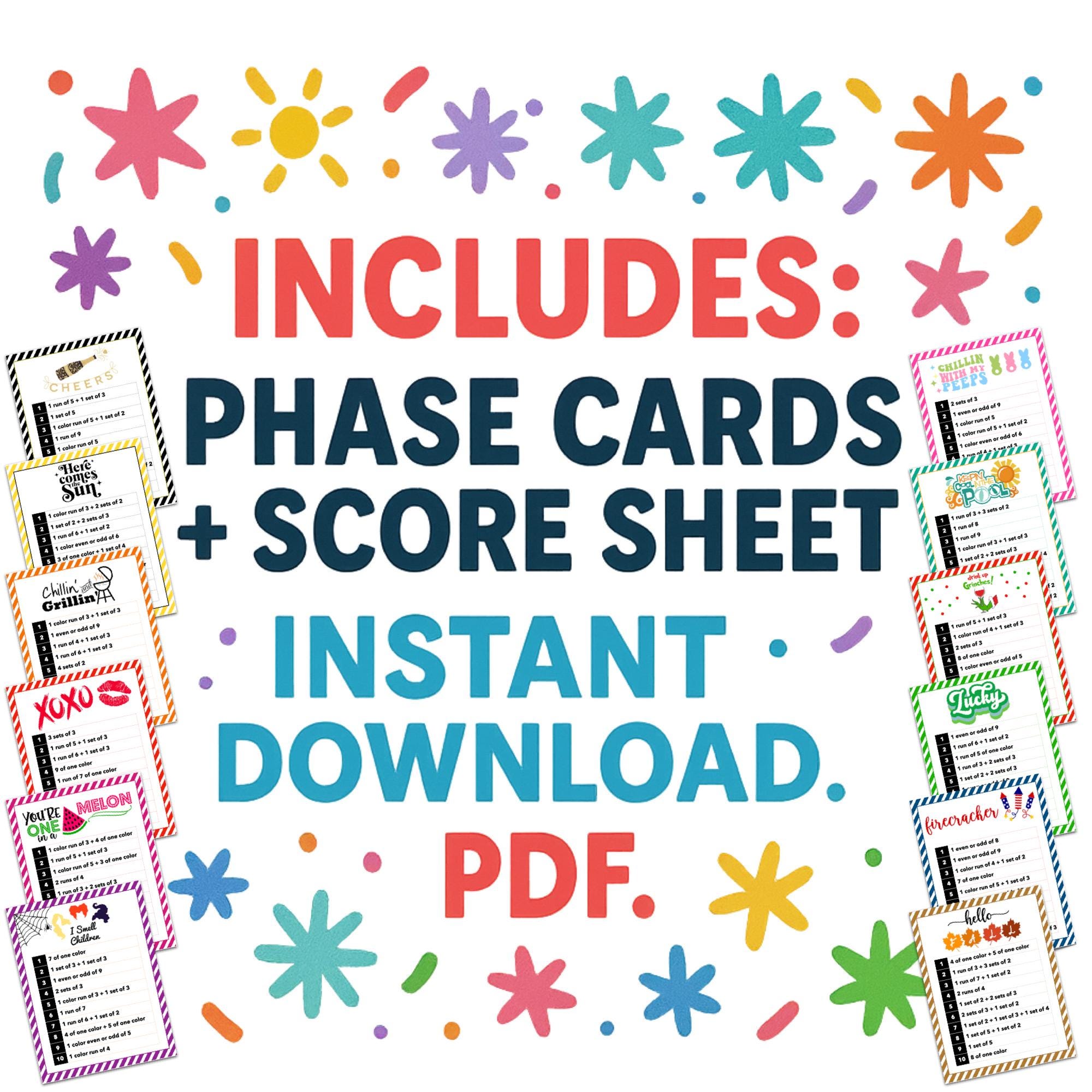 12-months of Phase 10 Cards: Seasonal Themed Printable Game (PDF ...