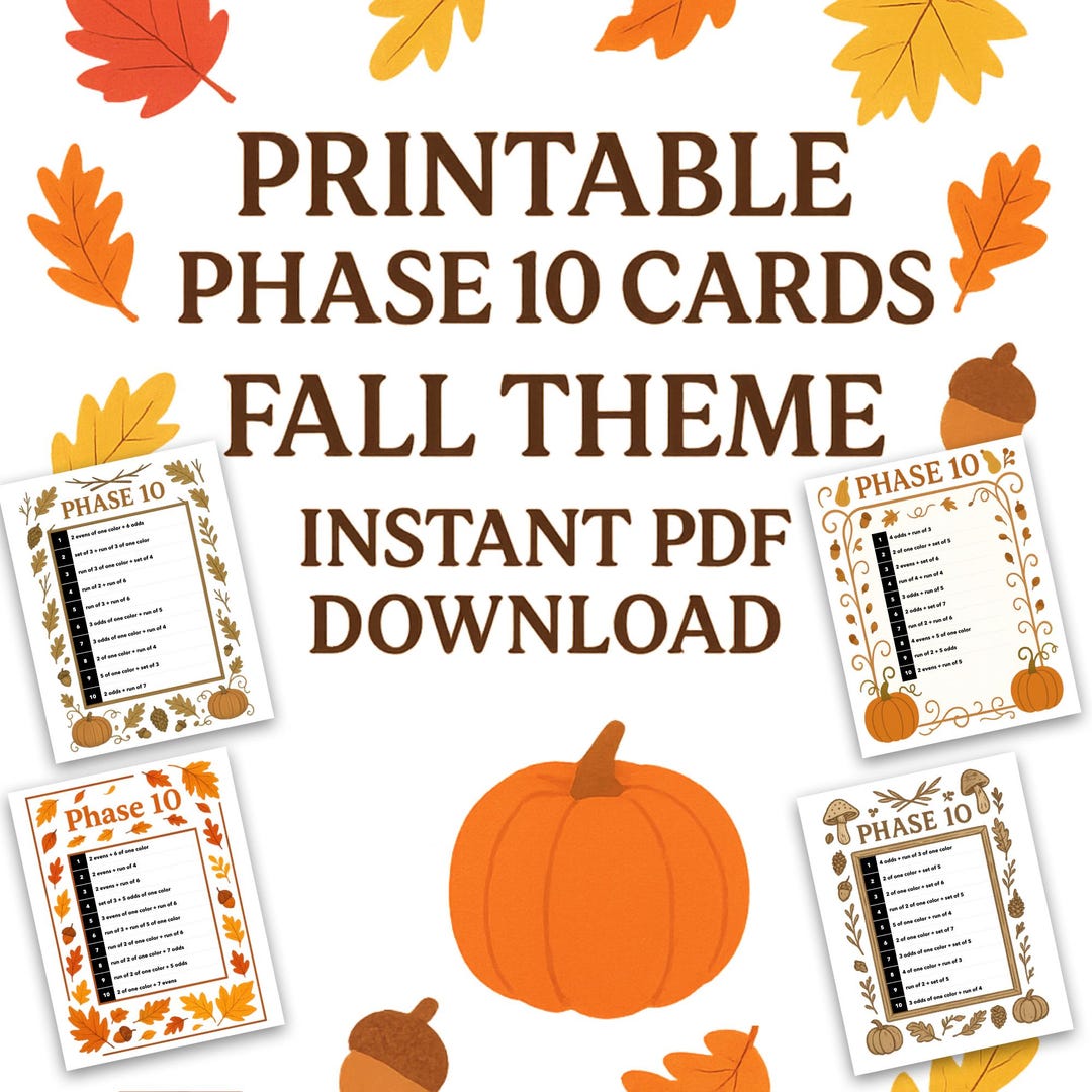 Fall Theme Phase 10 Cards: Printable Game (PDF Download) - Etsy