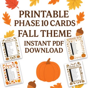 Fall Theme Phase 10 Cards: Printable Game (PDF Download) - Etsy