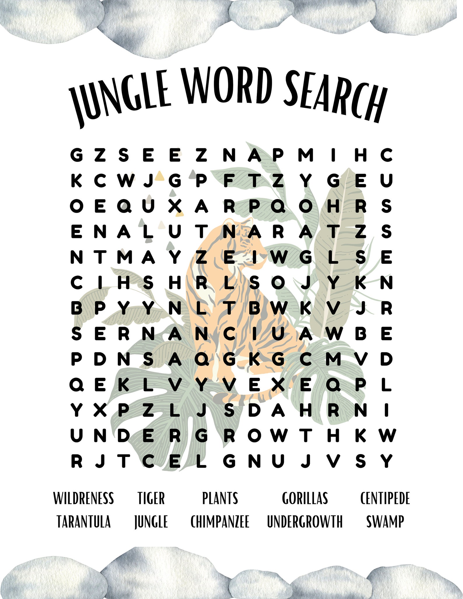 Jungle Word Search, Animal Word Search, Environment Word Search, Word ...