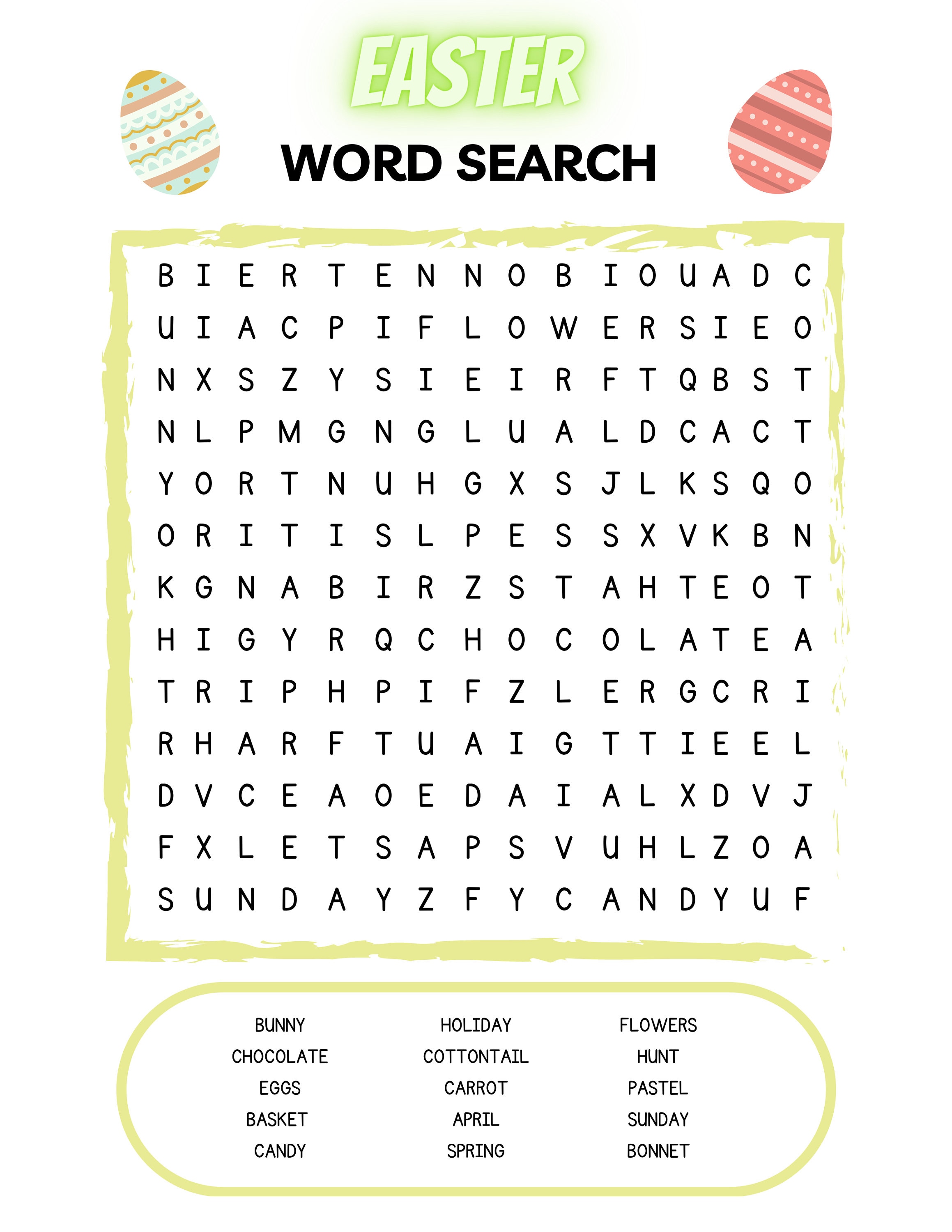Easter Word Search, Printable Easter Games for Kids, Printable Easter ...