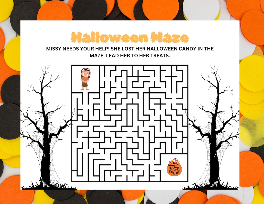 Halloween Maze, Printable Halloween Games for Kids, Printable Halloween ...