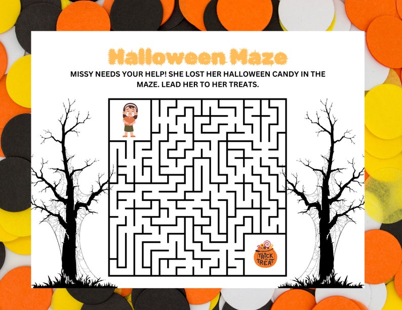 Halloween Maze, Printable Halloween Games for Kids, Printable Halloween ...