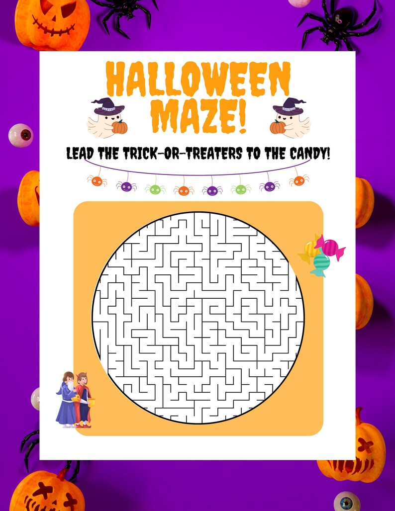 Halloween Maze, Printable Halloween Games for Kids, Printable Halloween ...