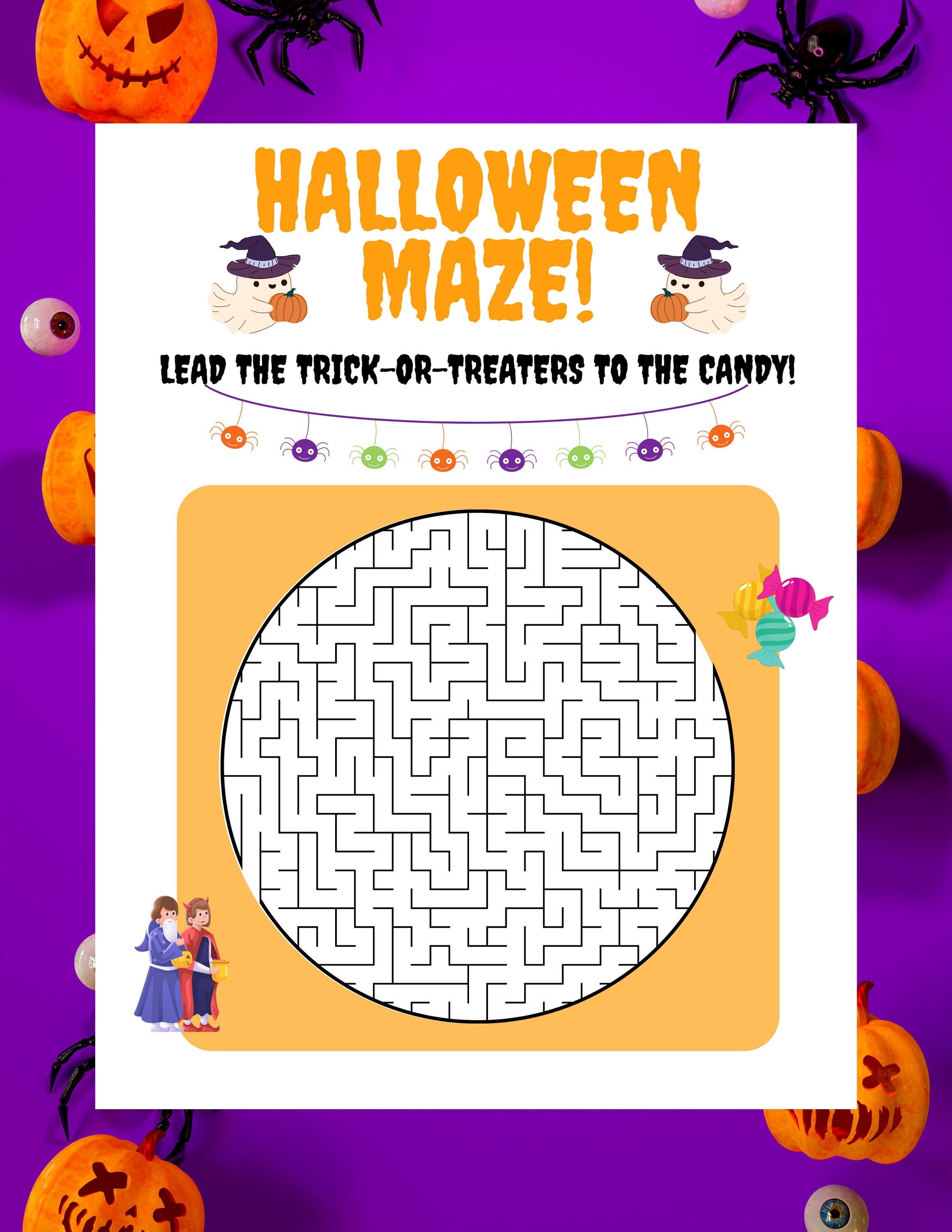 Halloween Maze, Printable Halloween Games for Kids, Printable Halloween ...