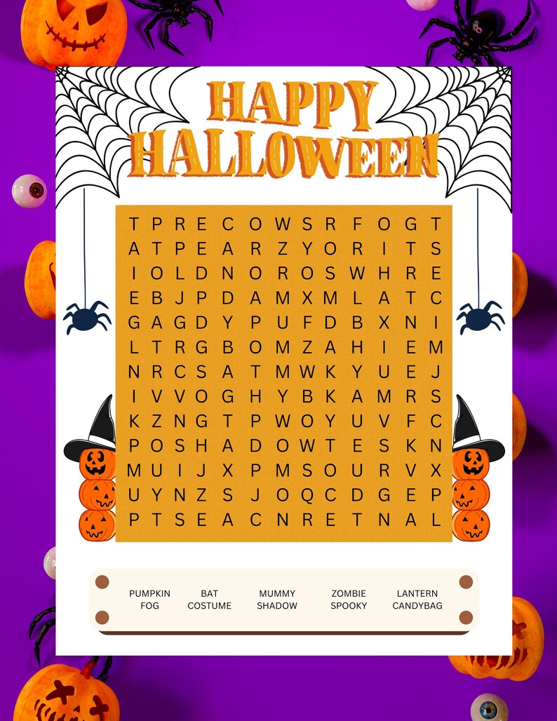 Halloween Word Search, Printable Halloween Games for Kids, Printable ...