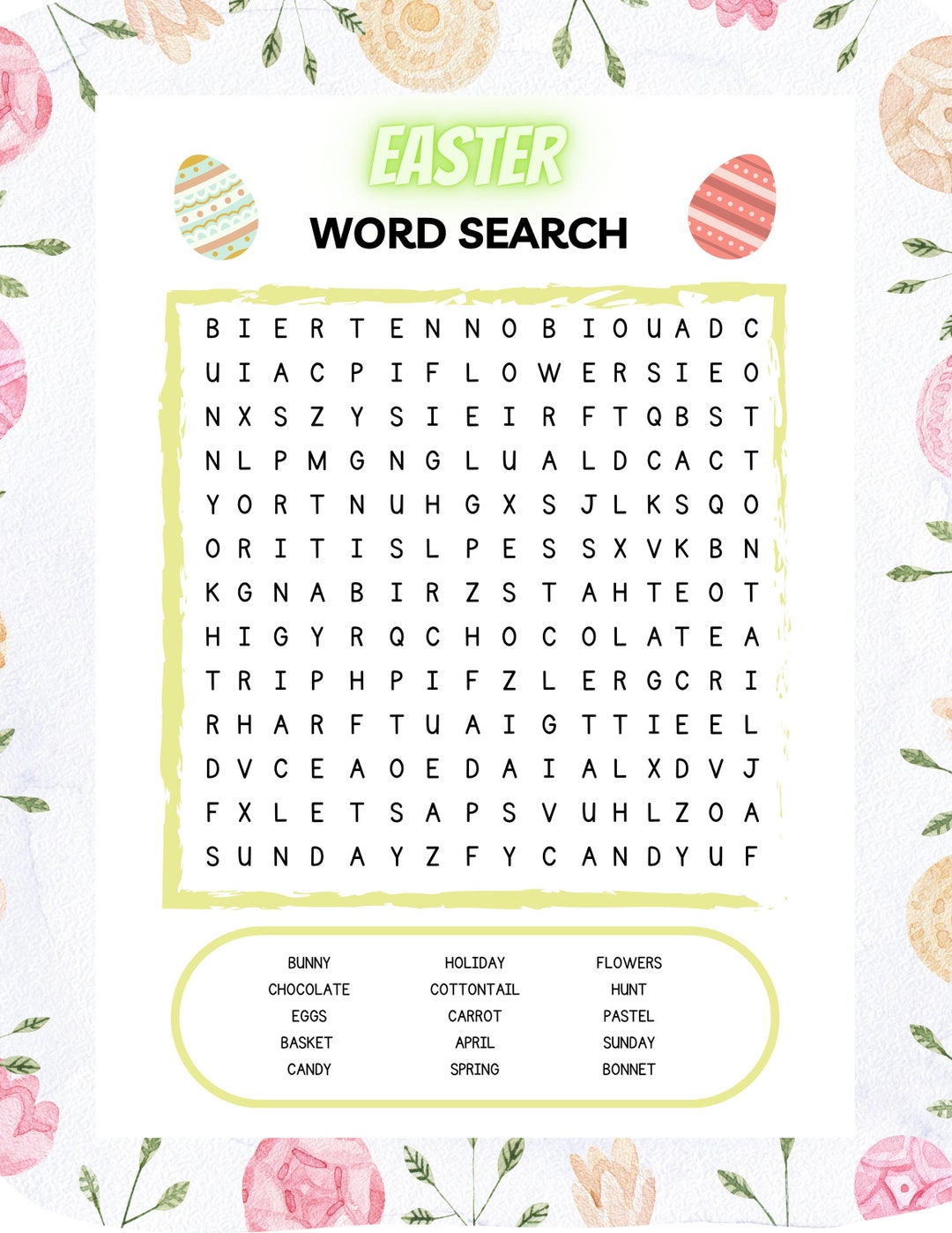 Easter Word Search, Printable Easter Games for Kids, Printable Easter ...