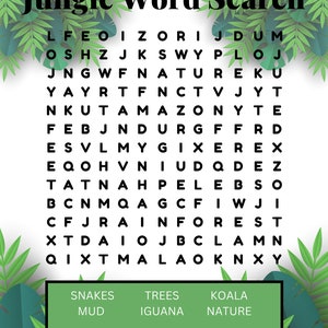 Jungle Word Search, Animal Word Search, Environment Word Search, Word ...