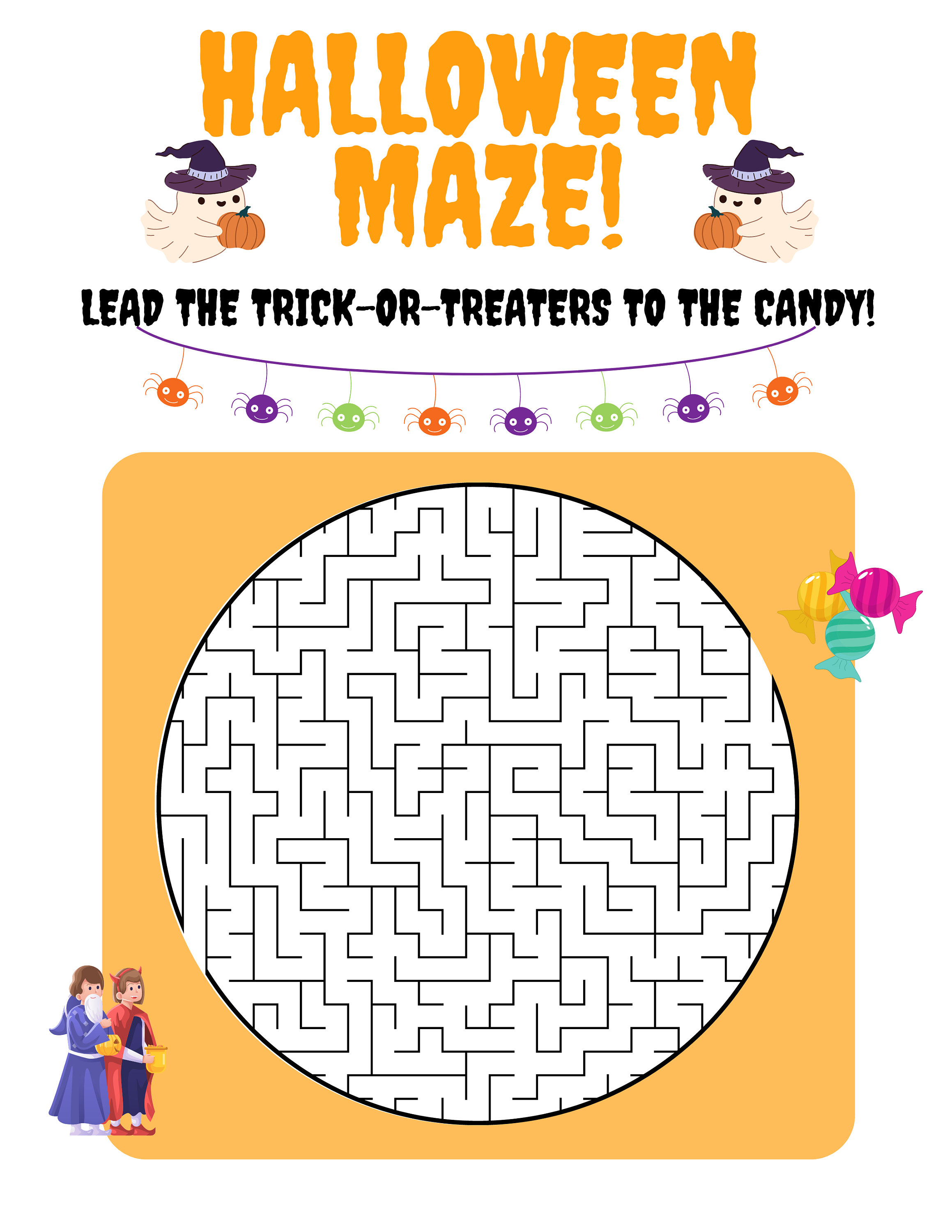 Halloween Maze, Printable Halloween Games for Kids, Printable Halloween ...