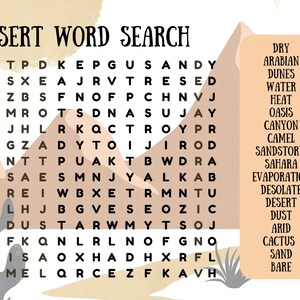 Desert Word Search, Environment Word Search, Word Search for Kids ...