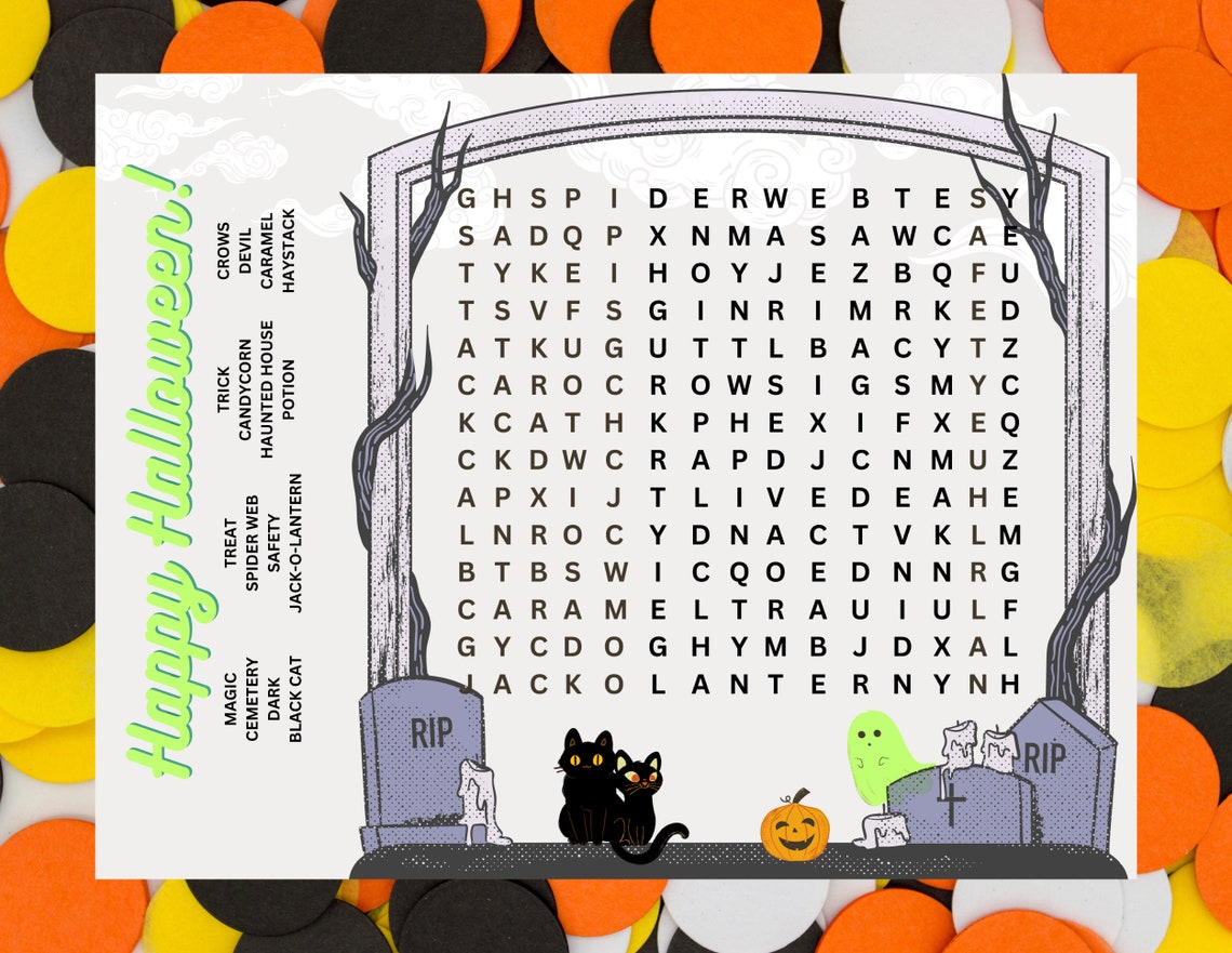 Halloween Word Search, Printable Halloween Games for Kids, Printable ...