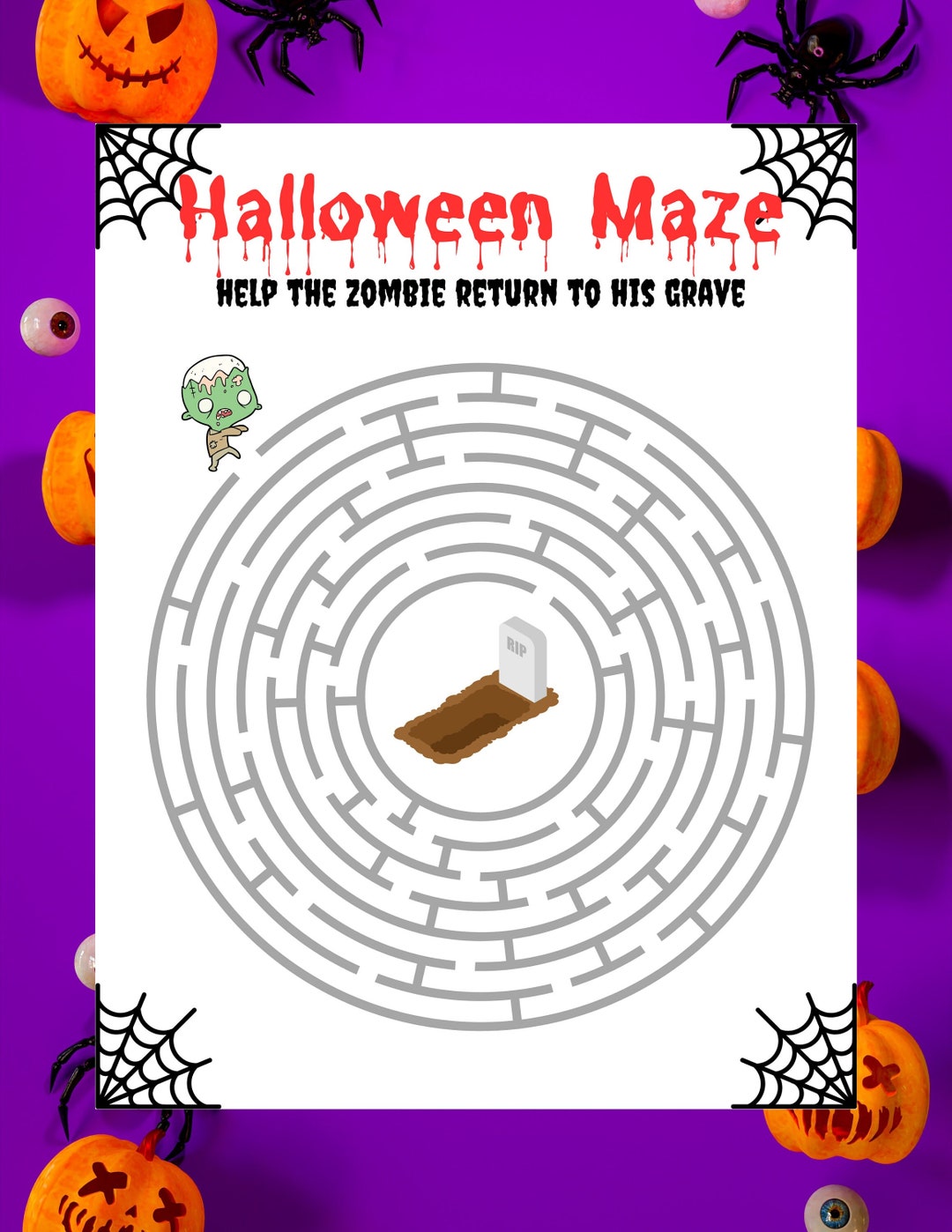 Halloween Maze, Printable Halloween Games for Kids, Printable Halloween ...