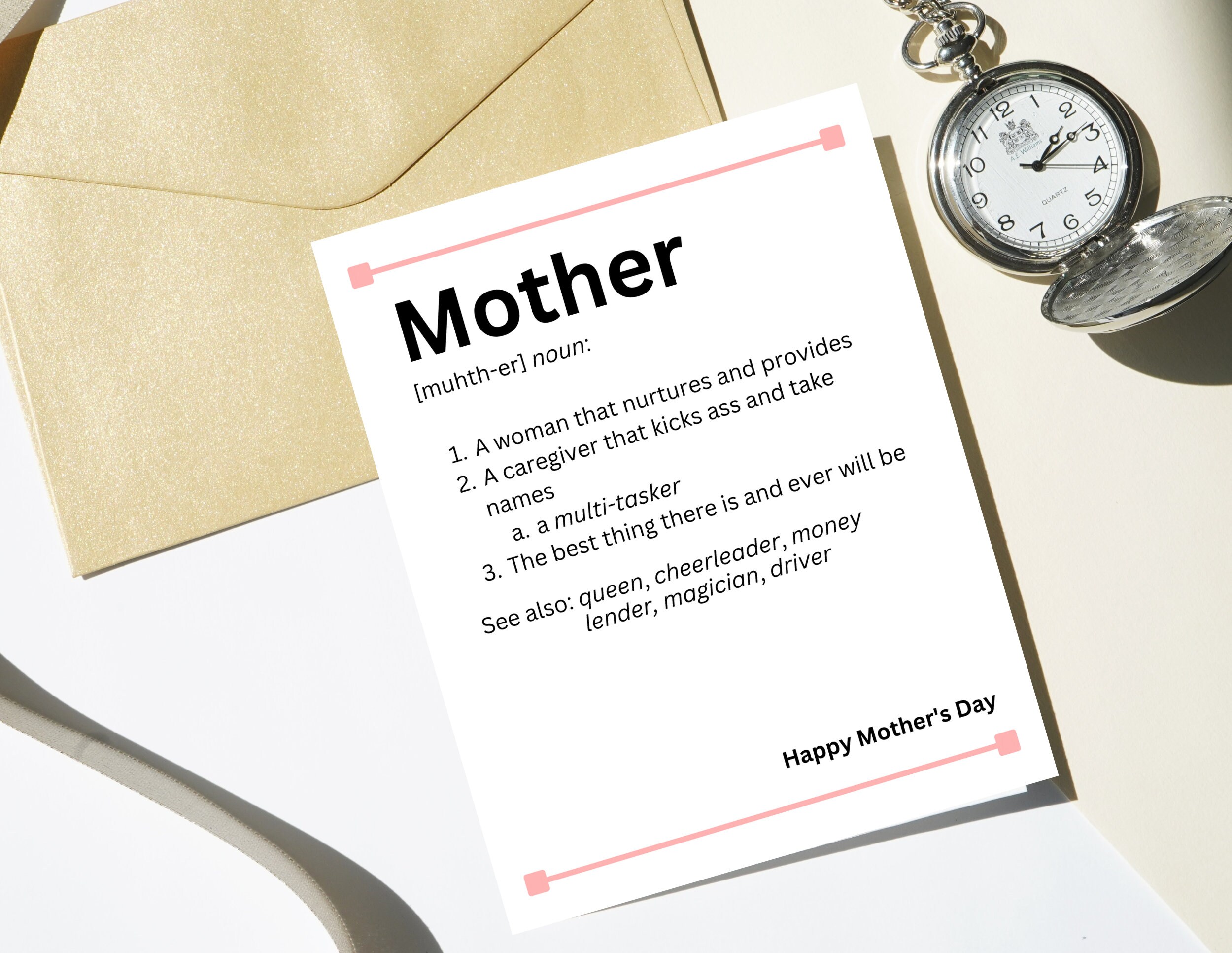Printable Mother's Day Card, Definition of Mother, Printable Mother's ...