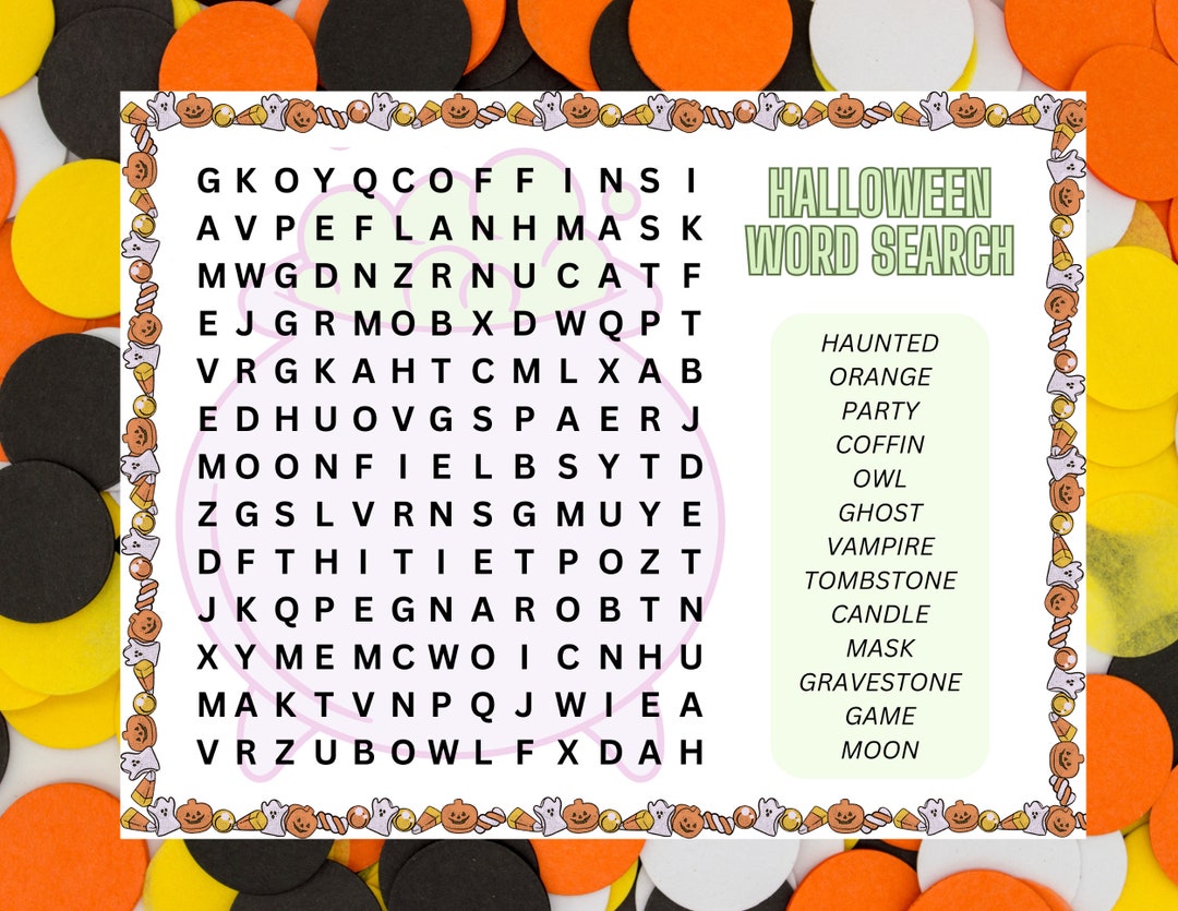 Halloween Word Search, Printable Halloween Games for Kids, Printable ...
