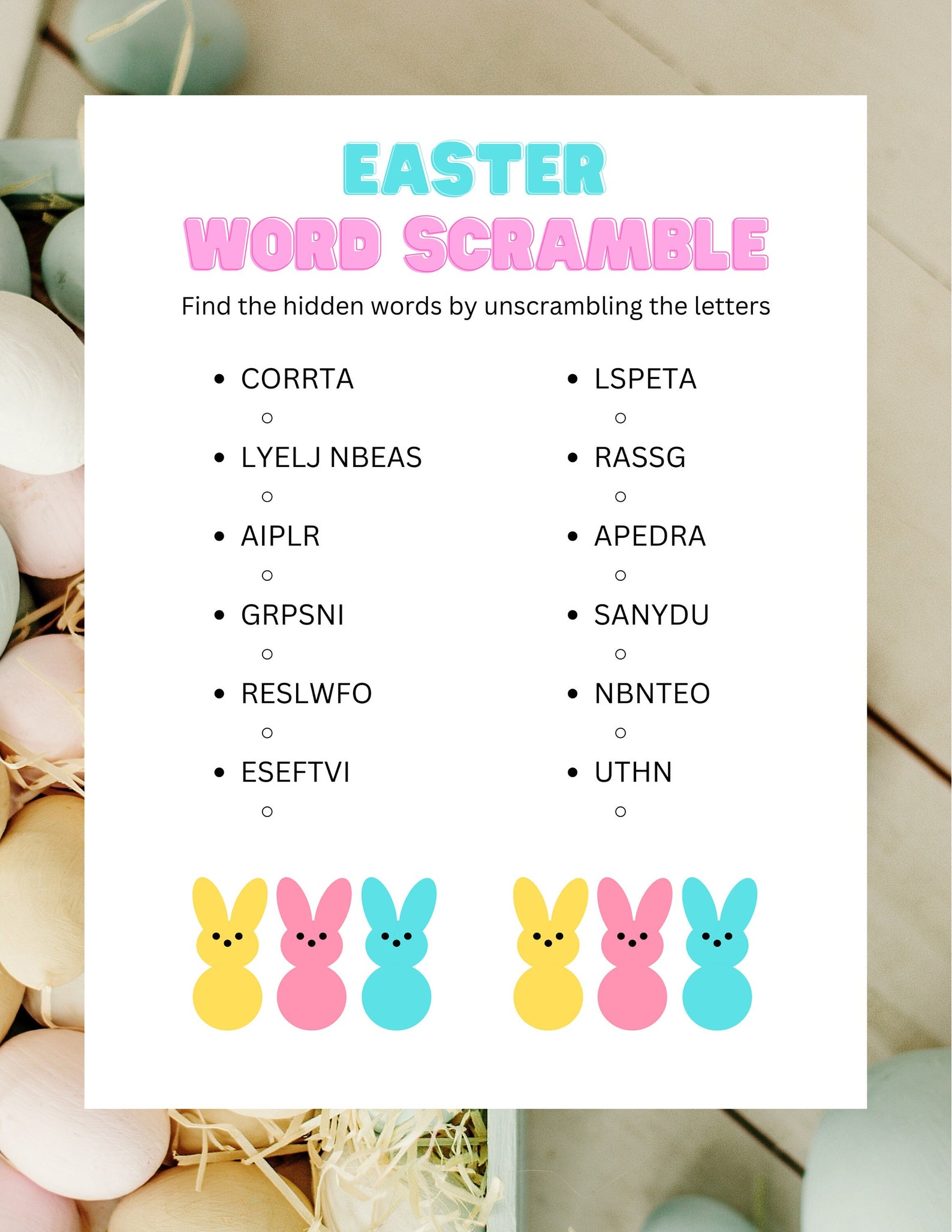 Easter Word Scramble, Printable Easter Games for Kids, Printable Easter ...