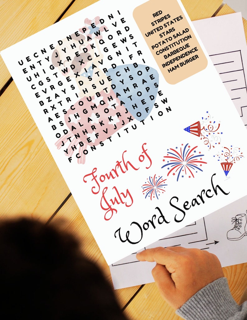 Fourth of July Word Search, 4th of July Word Search, Printable Fourth ...