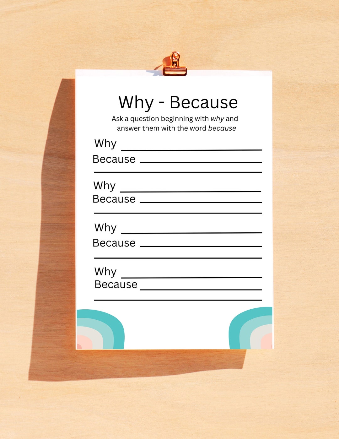Why-because Worksheet, Worksheet for Kids - Etsy