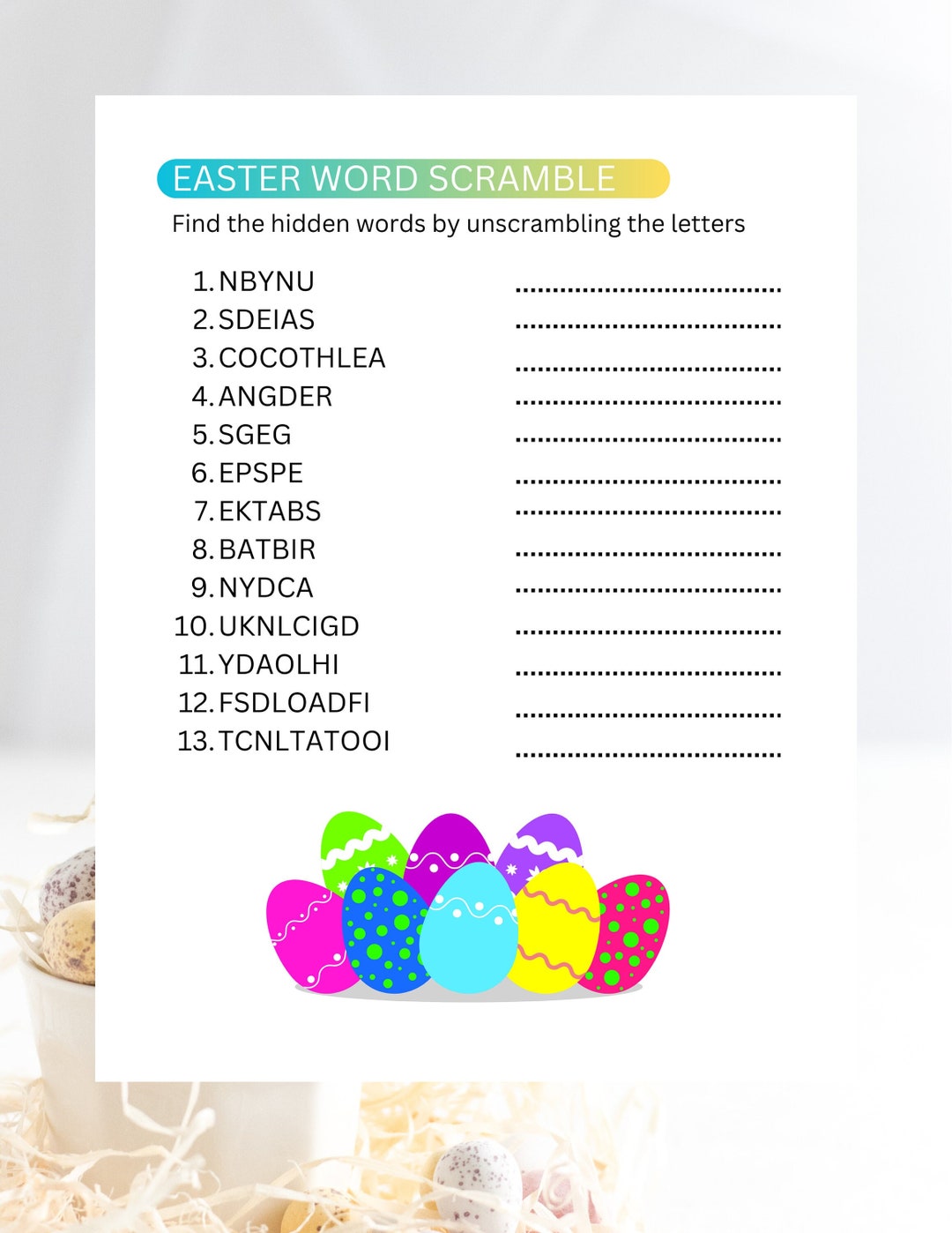 Easter Word Scramble, Printable Easter Games for Kids, Printable Easter ...