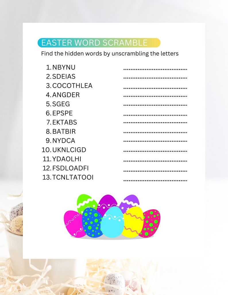 Easter Word Scramble, Printable Easter Games for Kids, Printable Easter ...