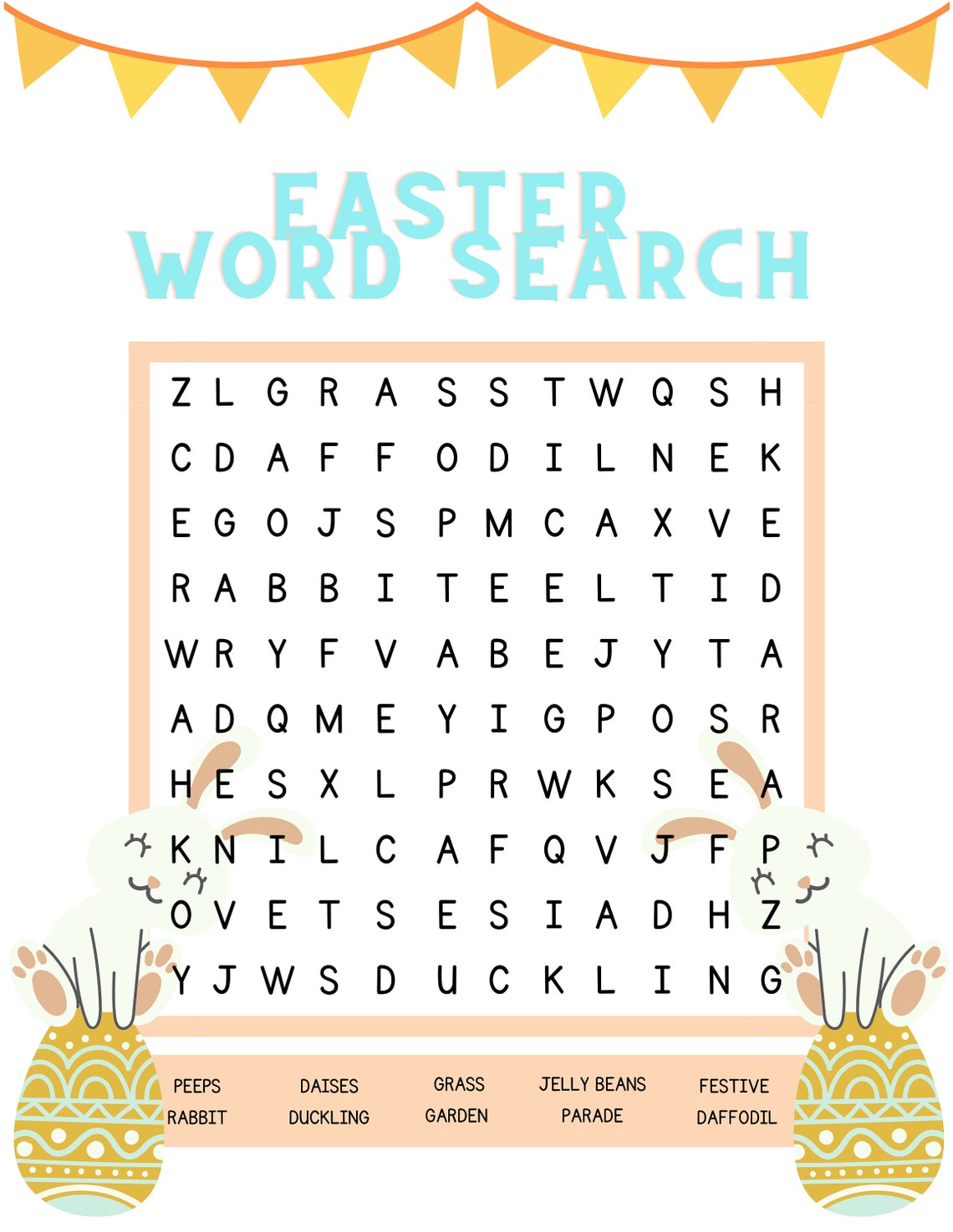 Easter Word Search, Printable Easter Games for Kids, Printable Easter ...