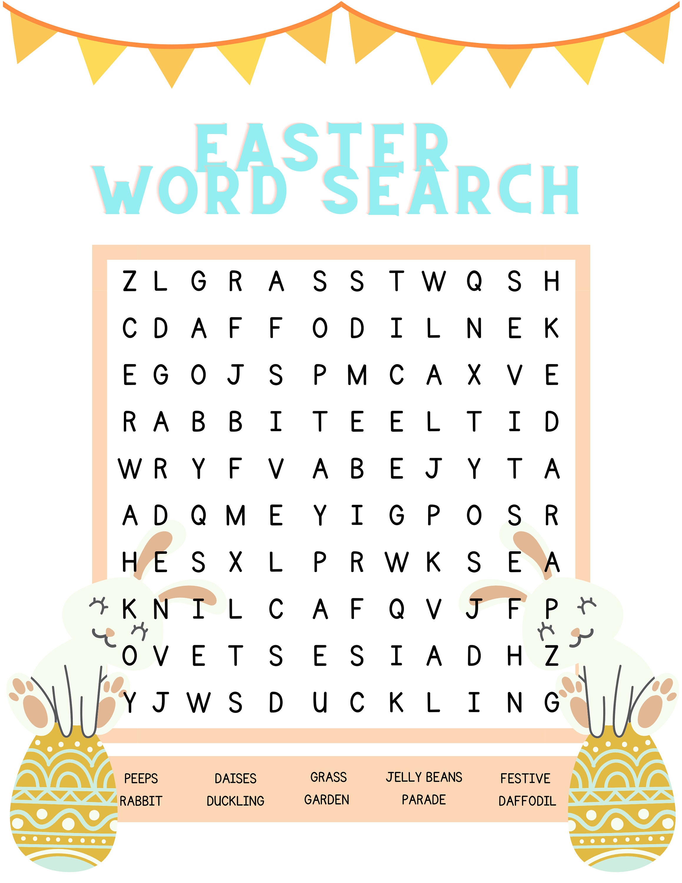Easter Word Search, Printable Easter Games for Kids, Printable Easter ...