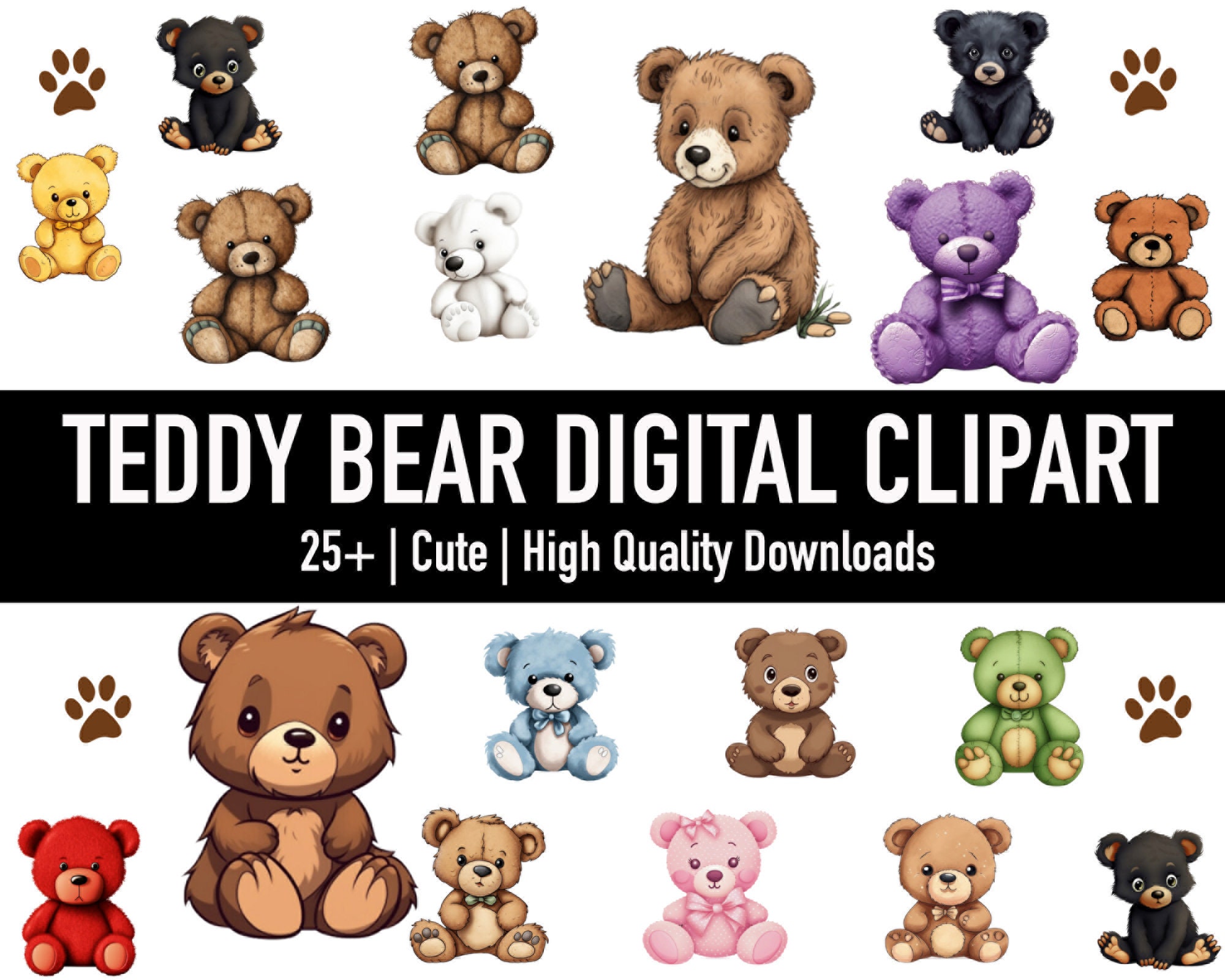 Teddy Bear Digital Art | Teddy Bear Clipart | Teddy Bear Digital Print ...