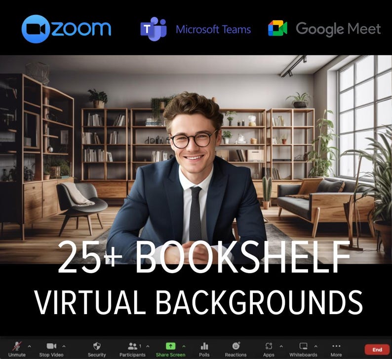 Zoom Background | Virtual Bookshelf | Zoom Office Background | Zoom ...