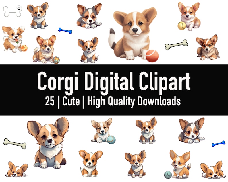 Corgi Digital Art | Corgi Clipart | Corgi Digital Print | Corgi | Corgi ...