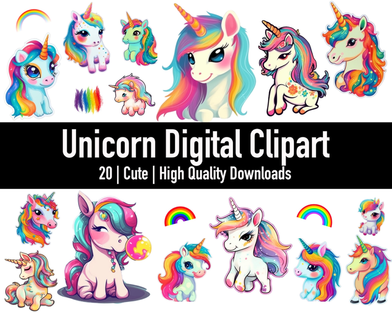 Unicorn Digital PNG | Unicorn Clipart | Unicorn Digital Print | Unicorn ...
