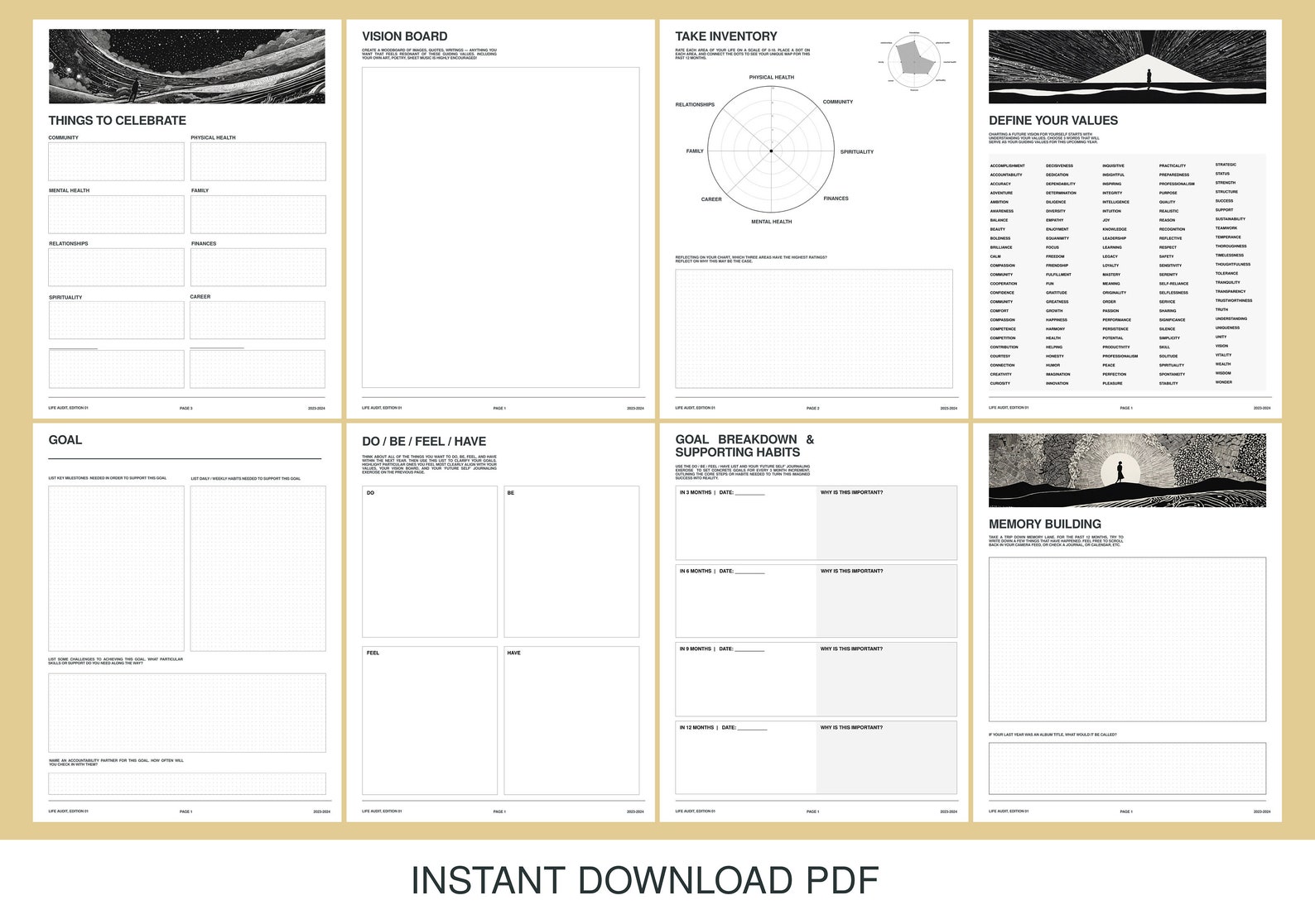 Life Audit Workbook | Notion Template + Instant Download PDF | Goal ...