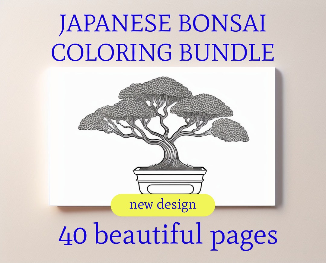 COLORING BUNDLE | 40+ Japanese Bonsai Trees | Digital Download Print at ...