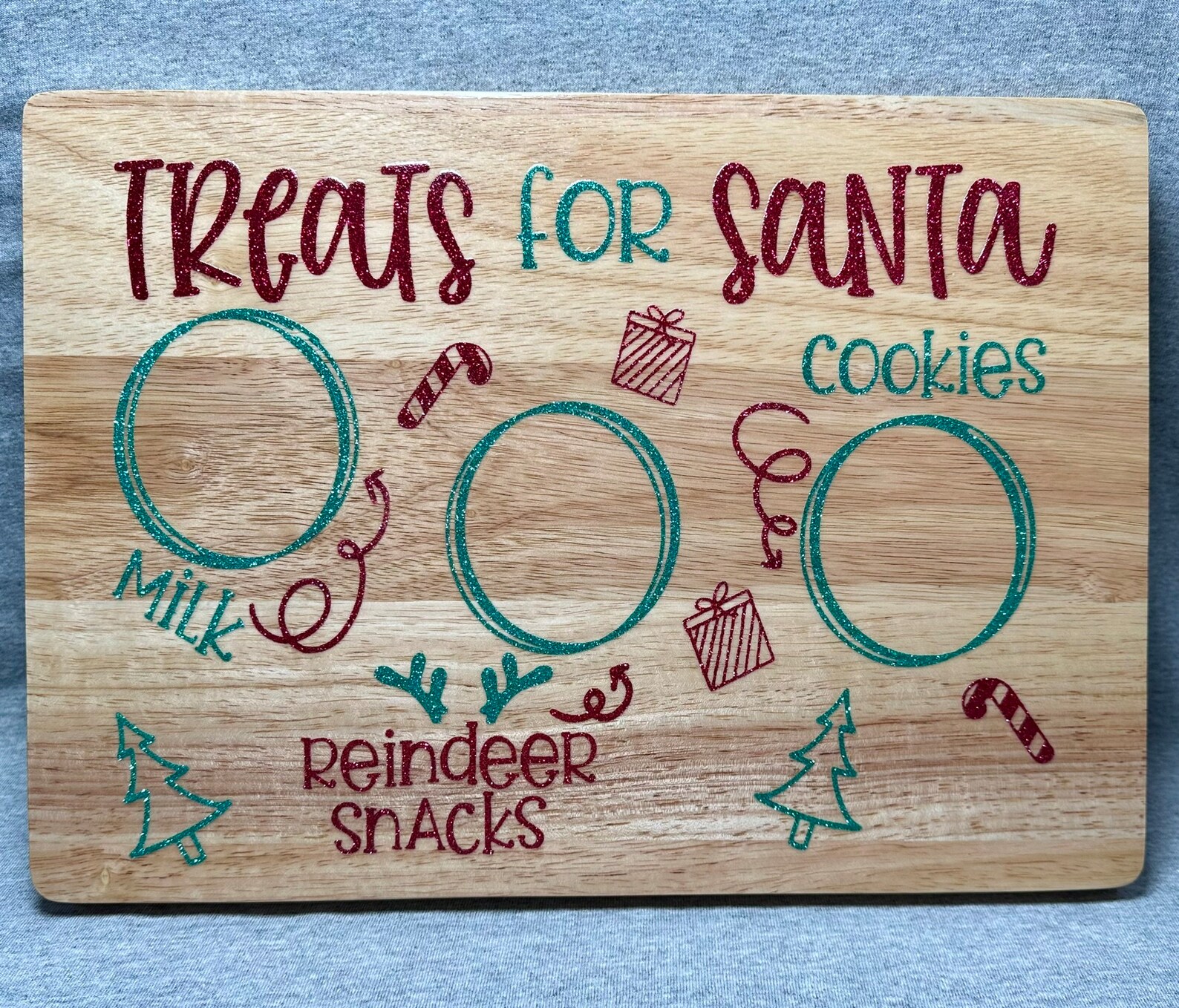 Santa Cookie Tray, Solid Wood Cutting Board, Cookies & Milk Tray ...