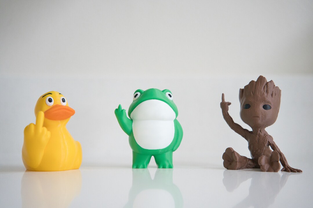 3D Printed Middle Finger Figurine Bundle: Frog, Groot, Duck - Etsy